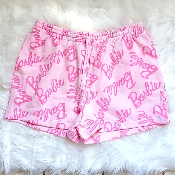 Barbie | Shorts | Barbie Script Pink Shorts Xl | Poshmark